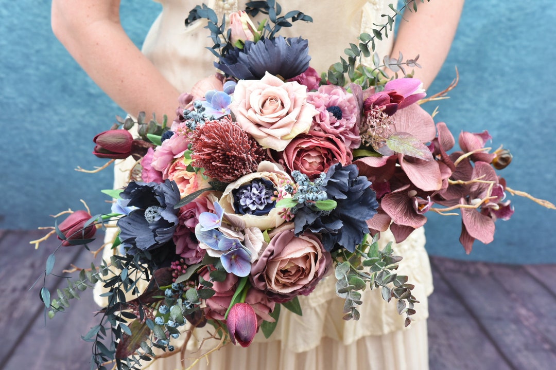 Dark Romance Navy Blue, Mauve, Burgundy, Dusty Vintage Rose/orchid ...