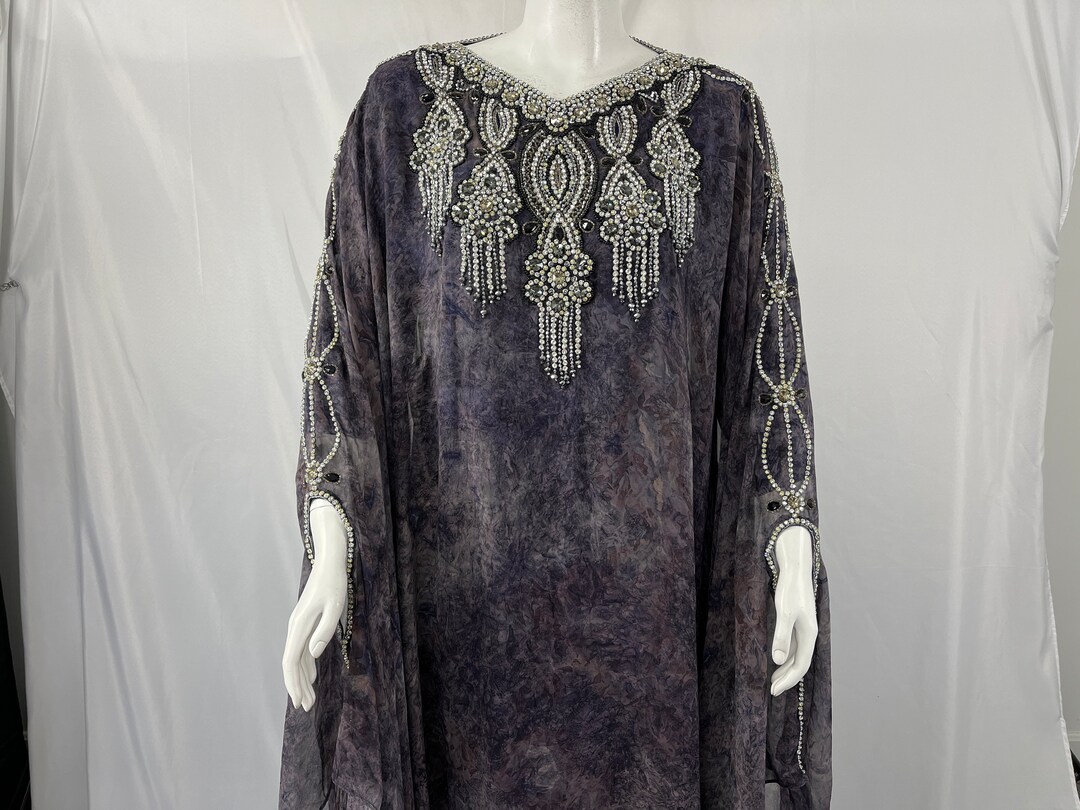 Vintage Stunning Beaded Flowy Gown Made in India / Size Large - Etsy