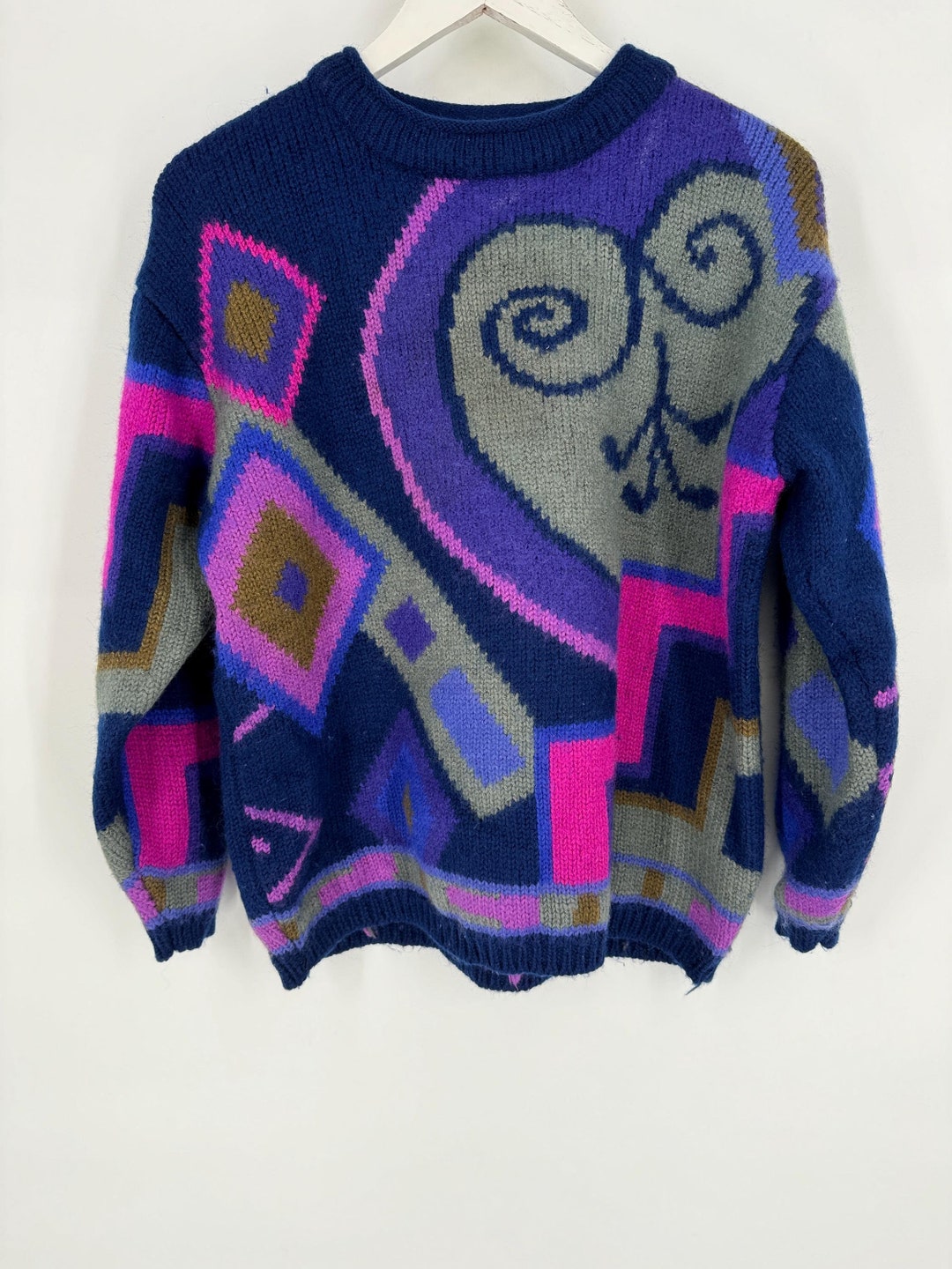 Vintage 80s/90s Purple Abstract Sweater by Esprit \ Size Measures M-L ...