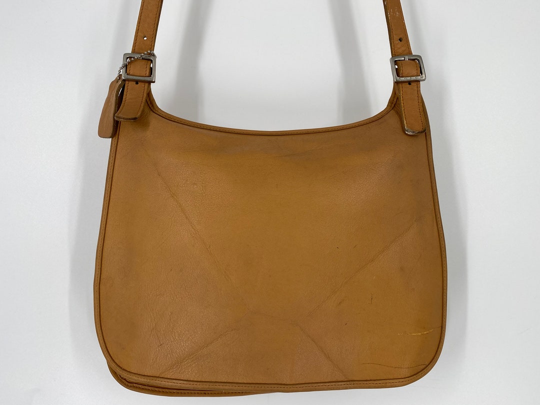 Vintage 90's Coach Birch Leather Hippie Flap Crossbody Bag \ Made in ...