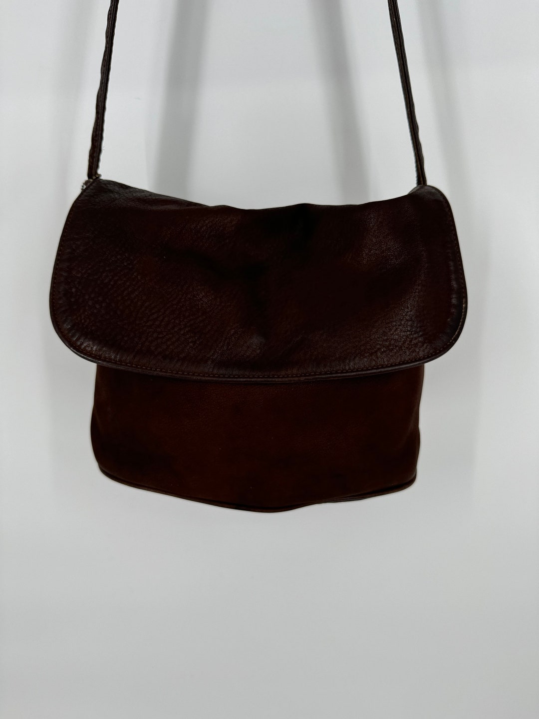 Vintage 90s Coach Dark Brown Nubac Shoulder Flap Bag \ Made in Italy ...