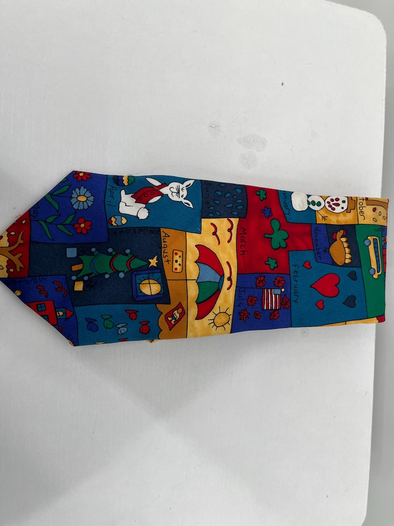 Vintage 100% Silk "12 Months of Fun" Tie by Save the Children \ PLEASE ...