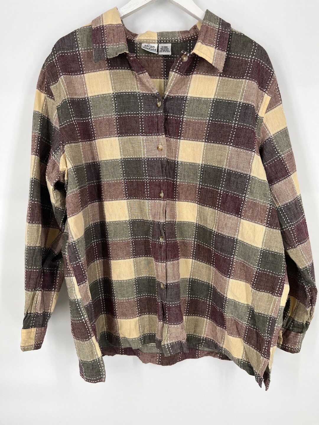 Vintage 90s/y2k 100% Cotton Plaid Plus Size Flannel by Adrian Delafield ...