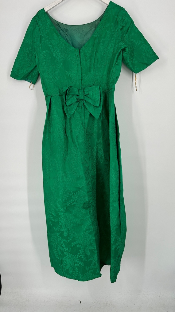 Vintage Green Floral Pattern Bow Detail Dress \ Size … - Gem
