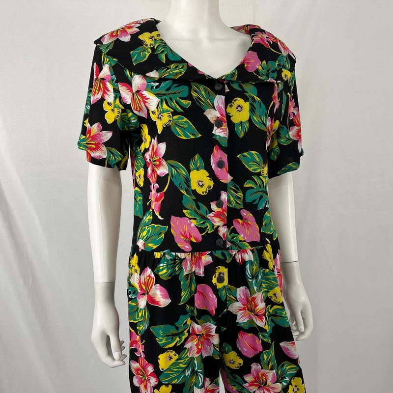 1980s Tropical Jumpsuit - Etsy