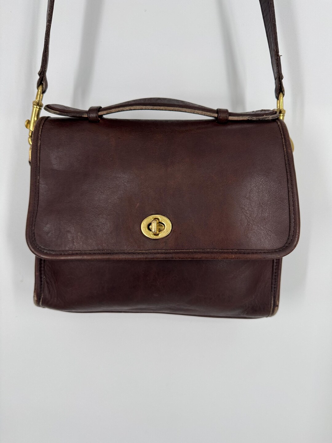 Vintage 90s Coach Court Shoulder Bag \ HEAVY DAMAGE \ Made in USA ...