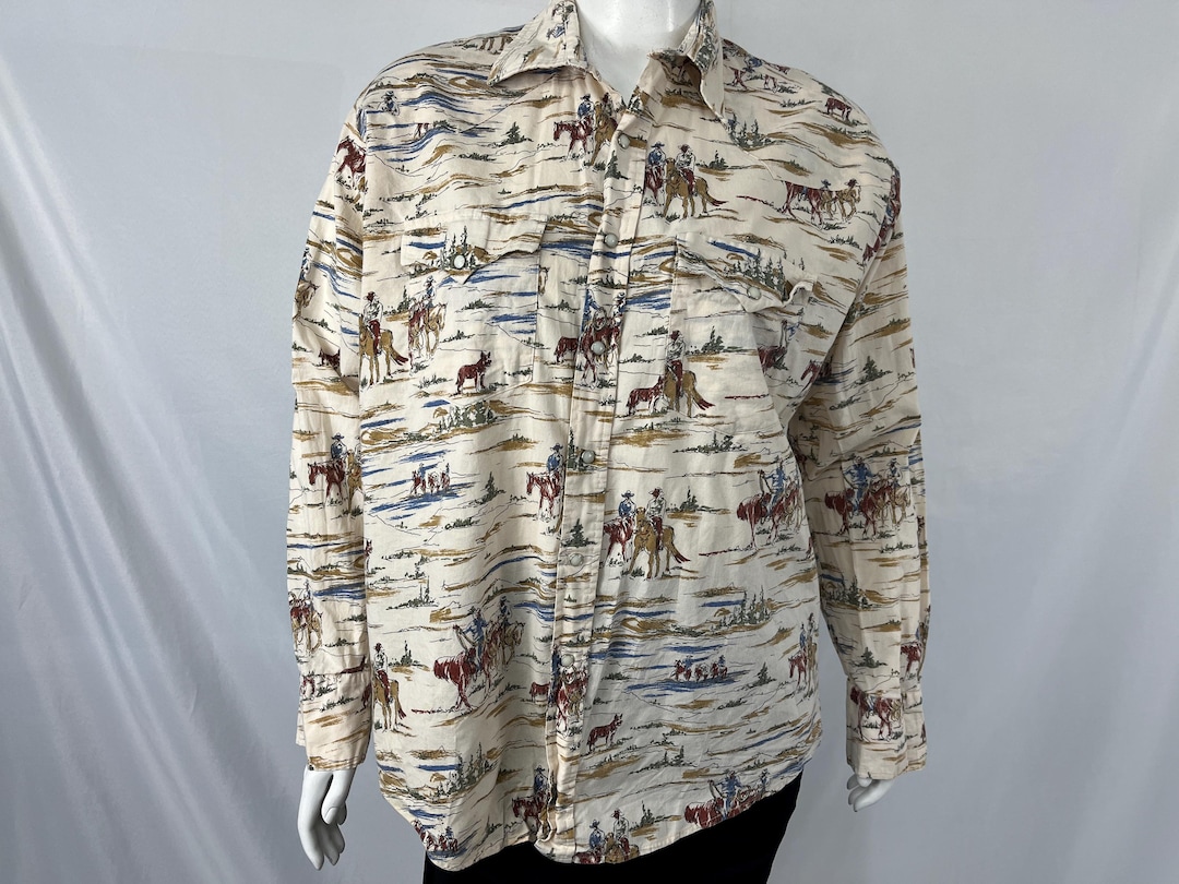 Vintage Early 2000s 100% Cotton Cowboy Outlaw Western Wear Button up ...