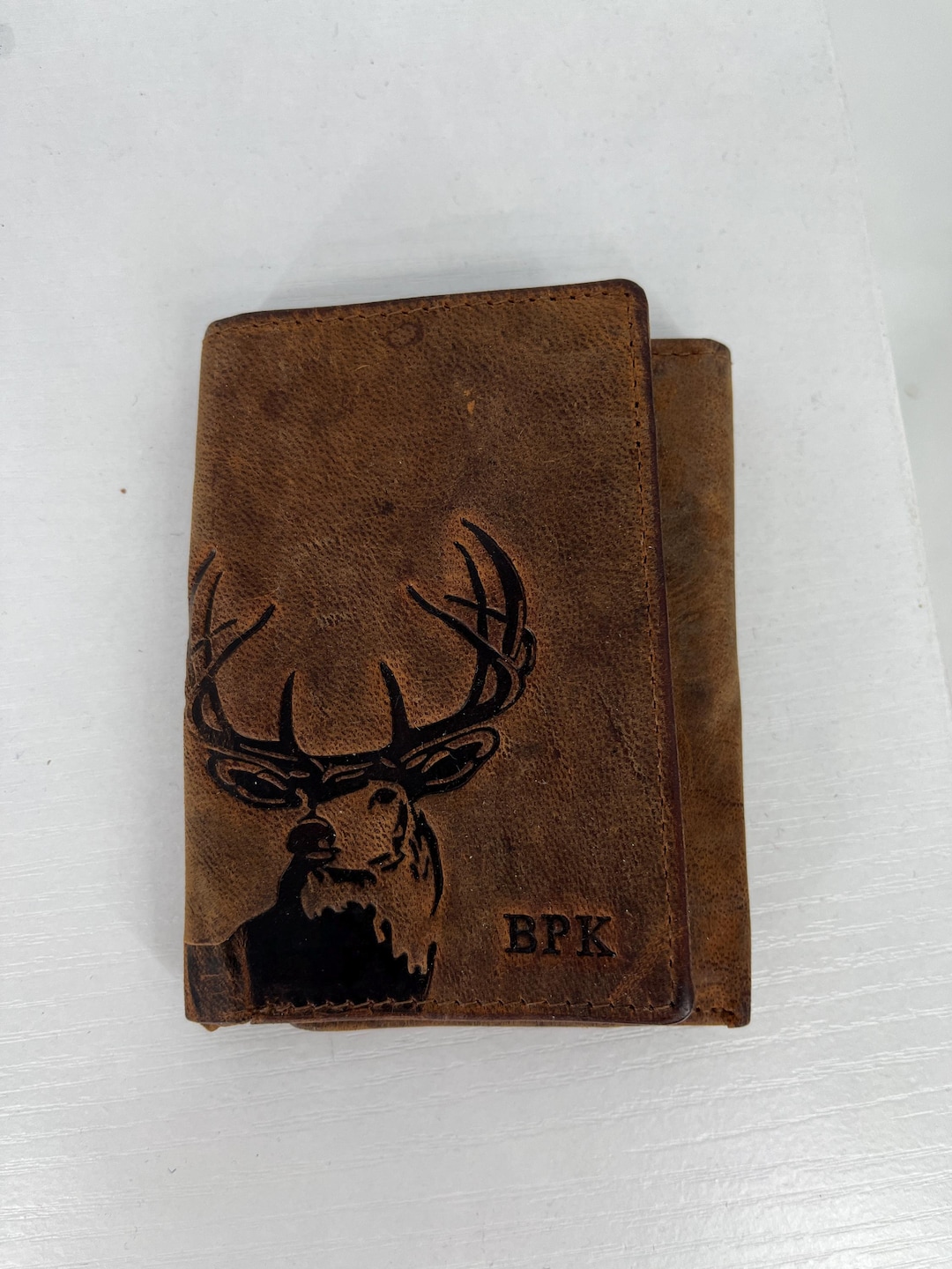 Vintage Leather Buck BPK Tri-fold Wallet \ PLEASE See Item Description ...