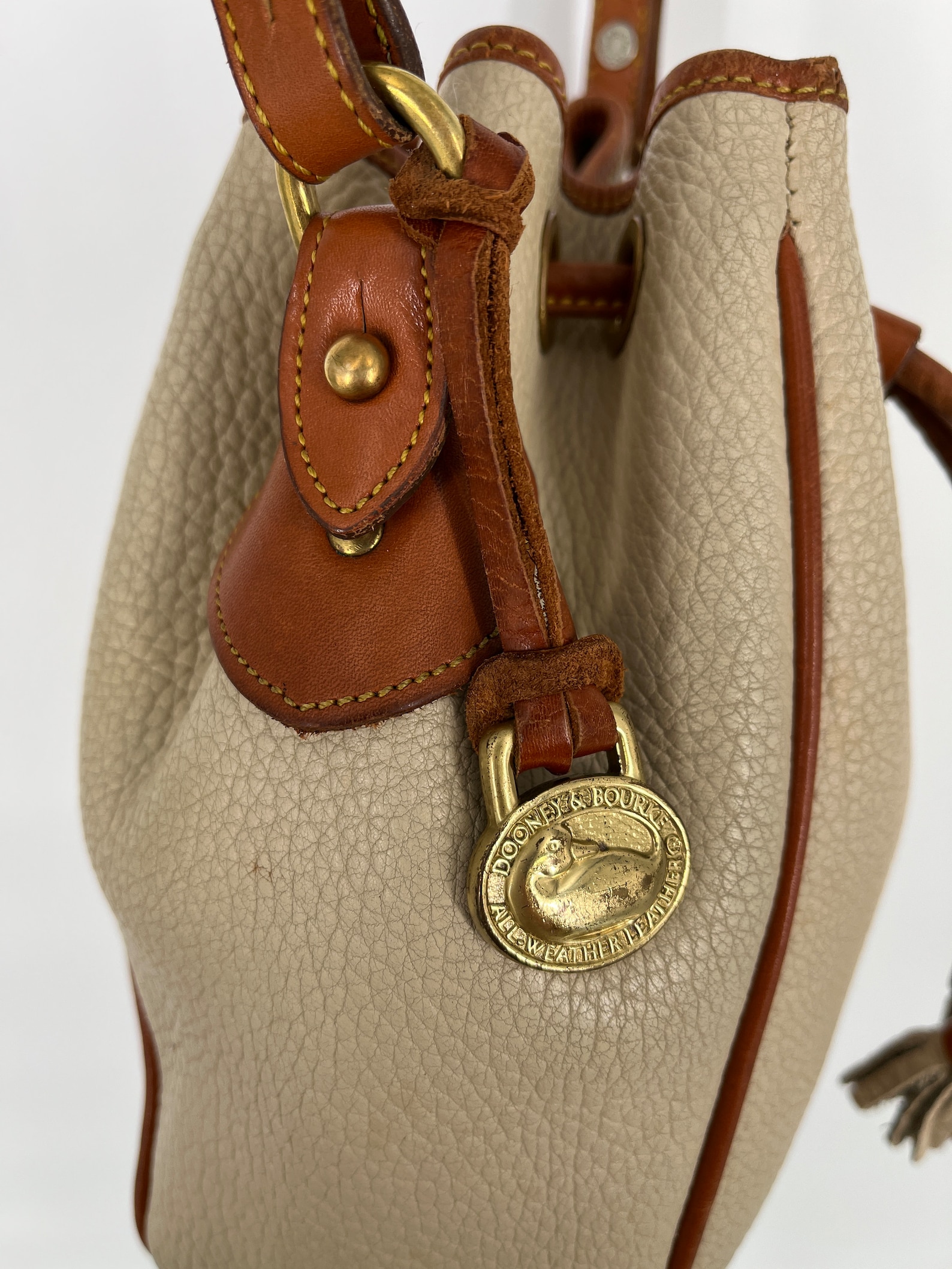 Vintage Dooney and Bourke Bone and British Tan Mini Drawstring - Etsy