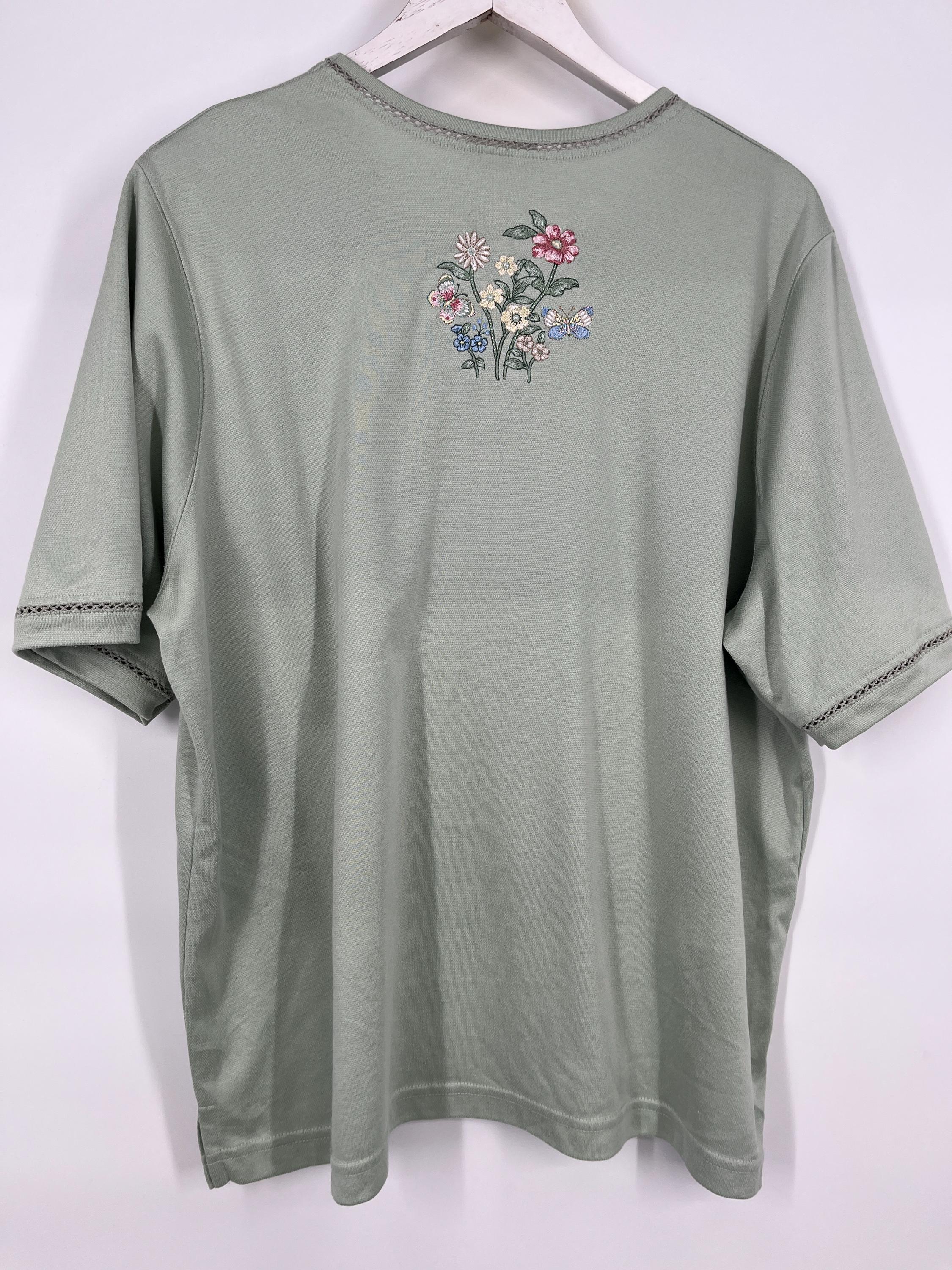 Vintage 90s Bonworth Green Half Sleeve Blouse With Flowers and ...
