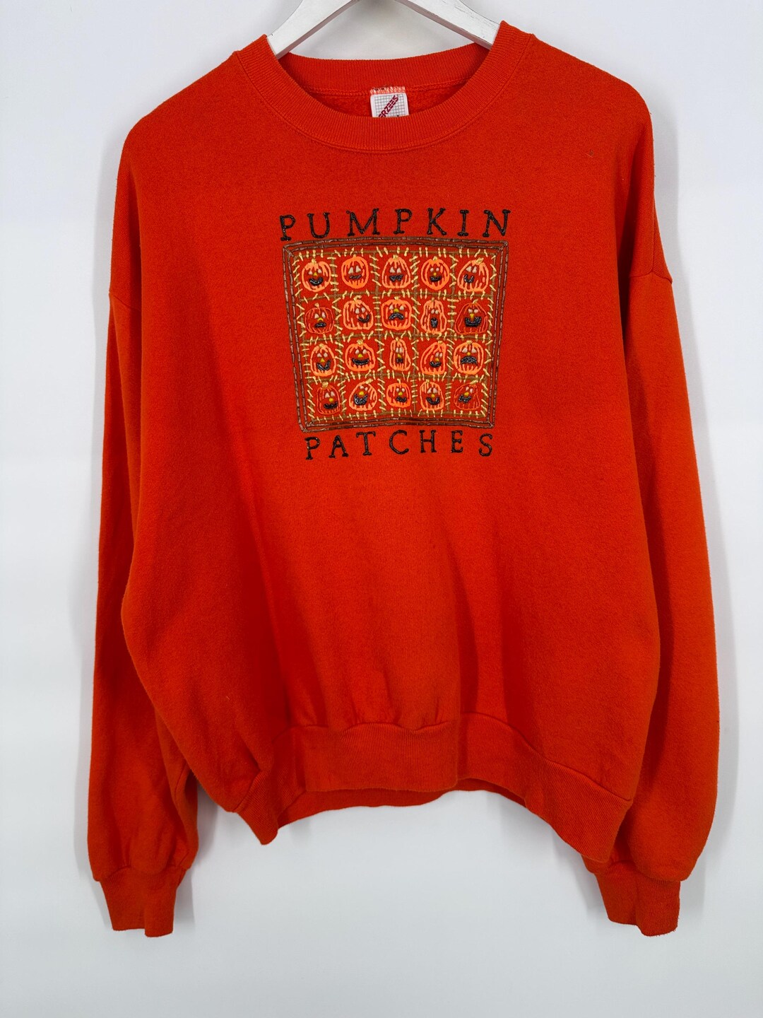 Vintage 90s/y2k Bright Orange Puff Paint Pumpkin Patches Crewneck by ...