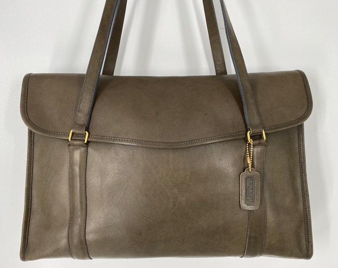 Vintage 80's Coach Flannel Gray Leather Envelope Portfolio Shoulder Bag ...