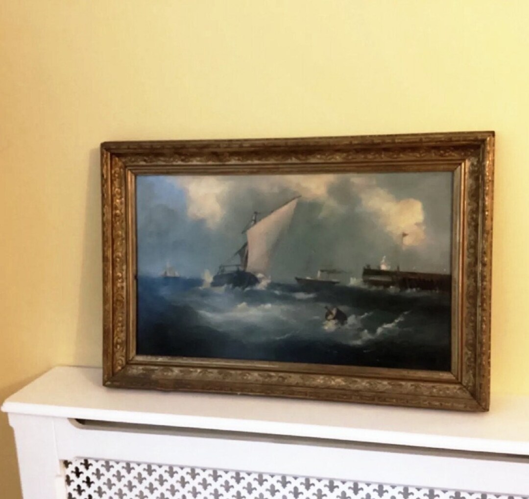 Antique Marine Oil Painting Gorleston Pier Great Yarmouth Norfolk - Etsy