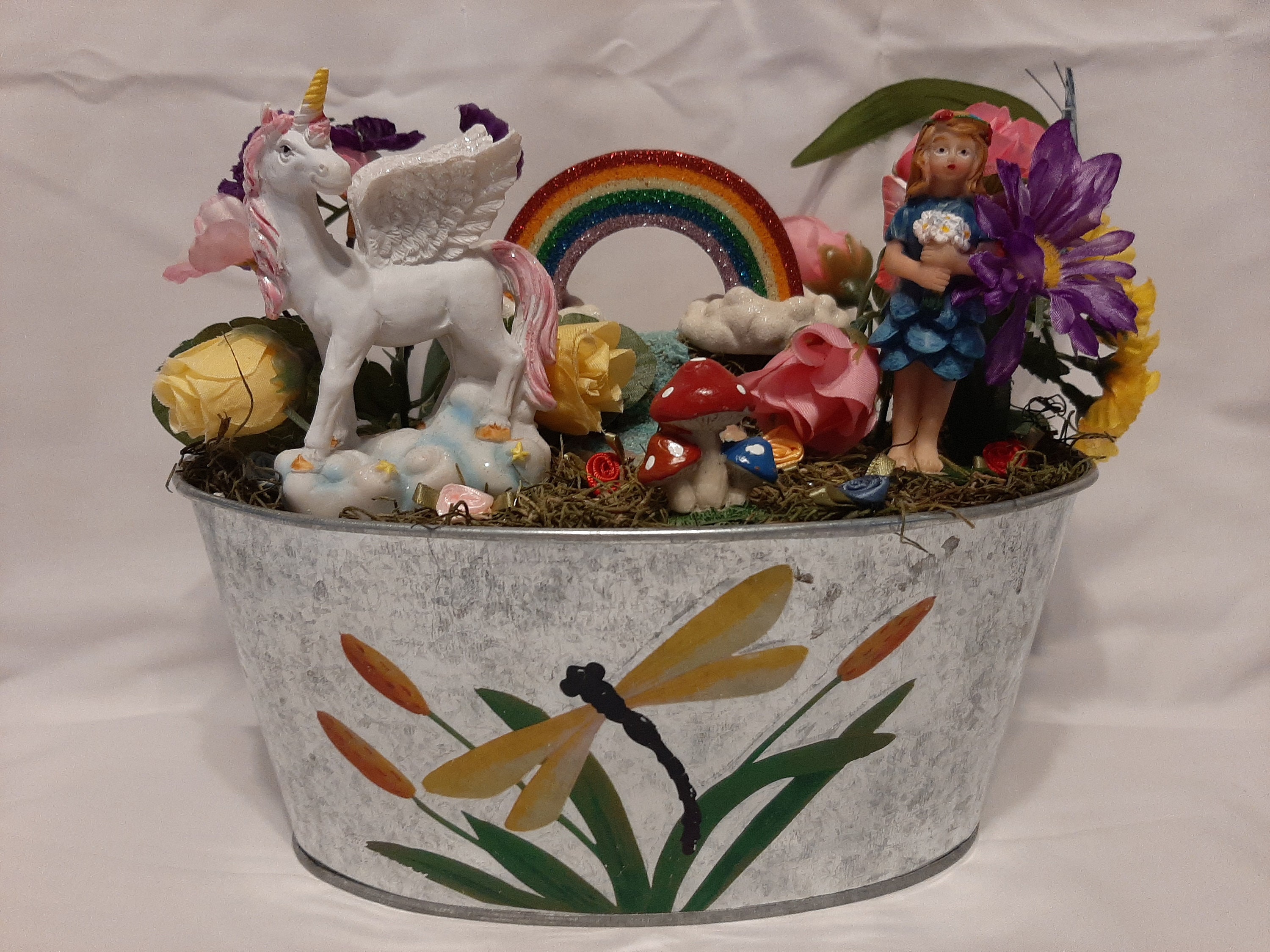 Unicorn, Fairy & Rainbow in Galvanized Planter Bucket - Etsy