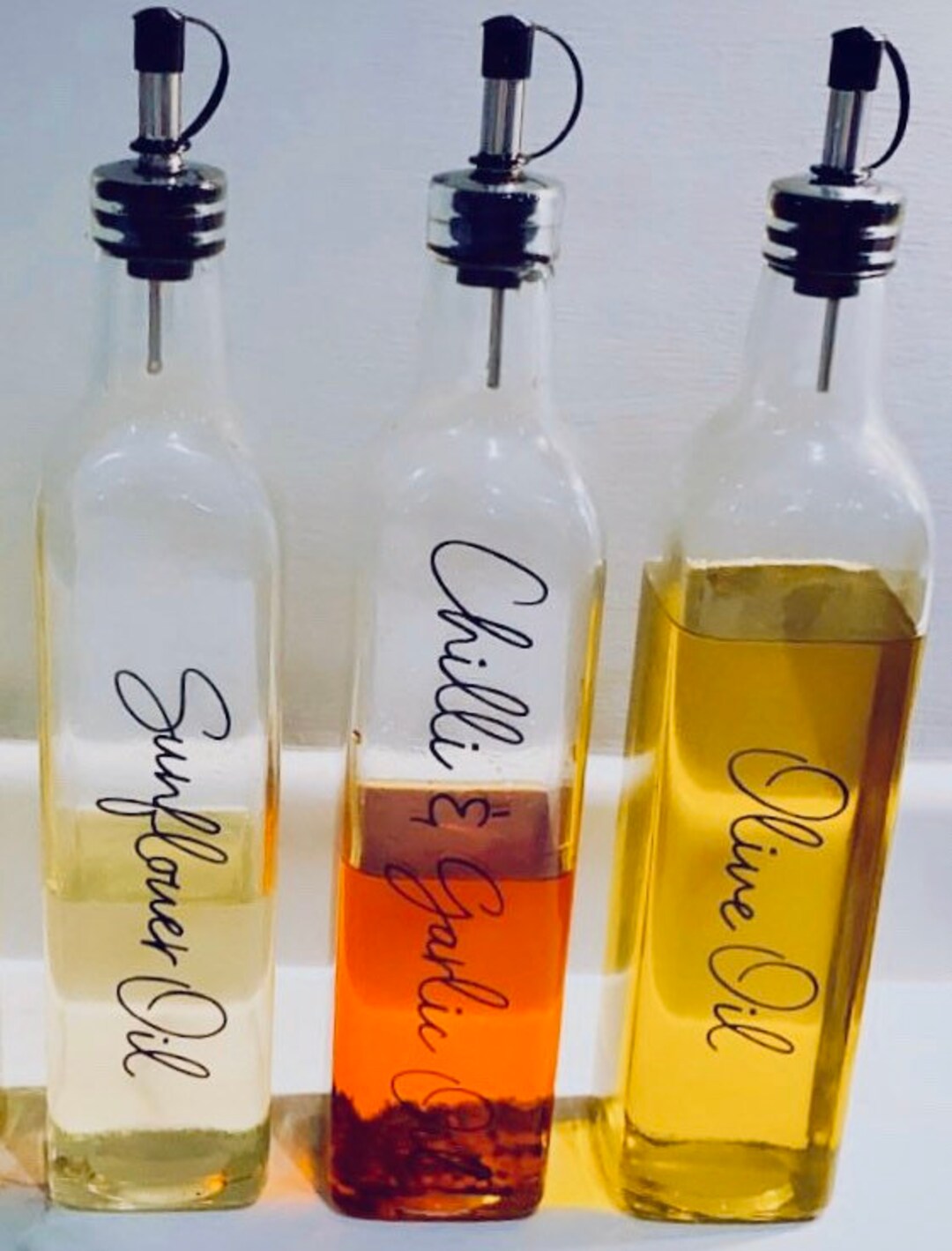 X3 Oil Dispenser Bottle Labels, Kitchen Larder Vinyl Decal Sticker ...