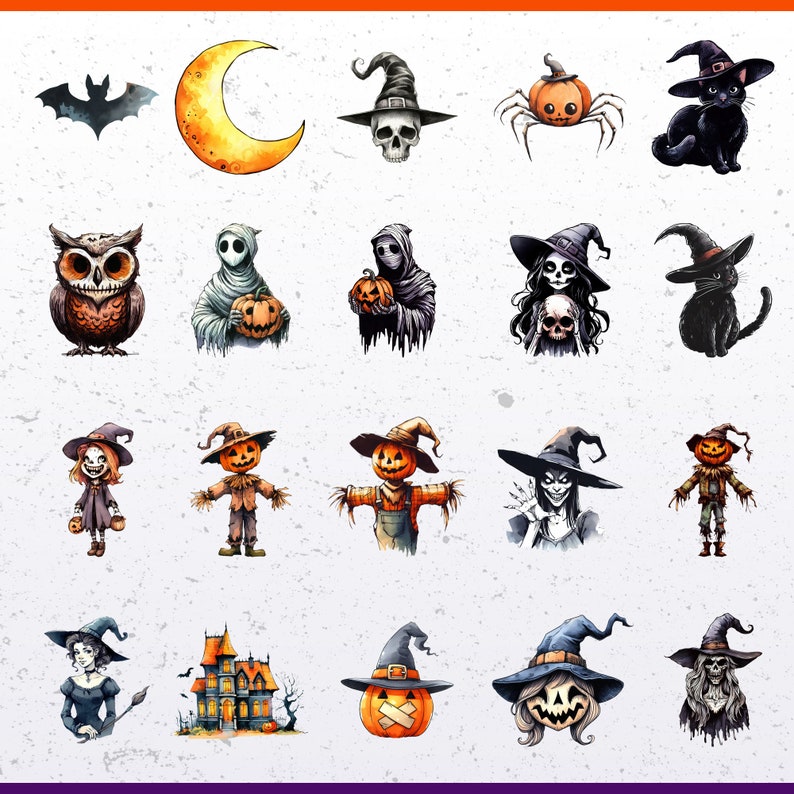 Halloween Watercolor Clipart Collection Pack. 40 Transparent PNG. Fall ...
