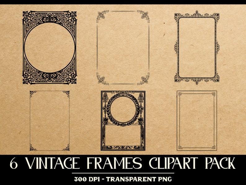 Vintage Antique Victorian Border Frame Clipart Collection - 6 ...