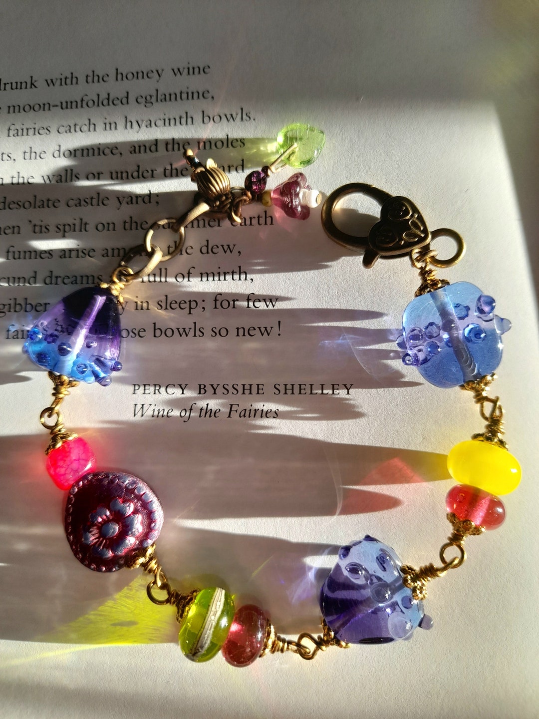 The Garden of Eden Bracelet. Handmade Glass Beads and Brass Bracelet ...