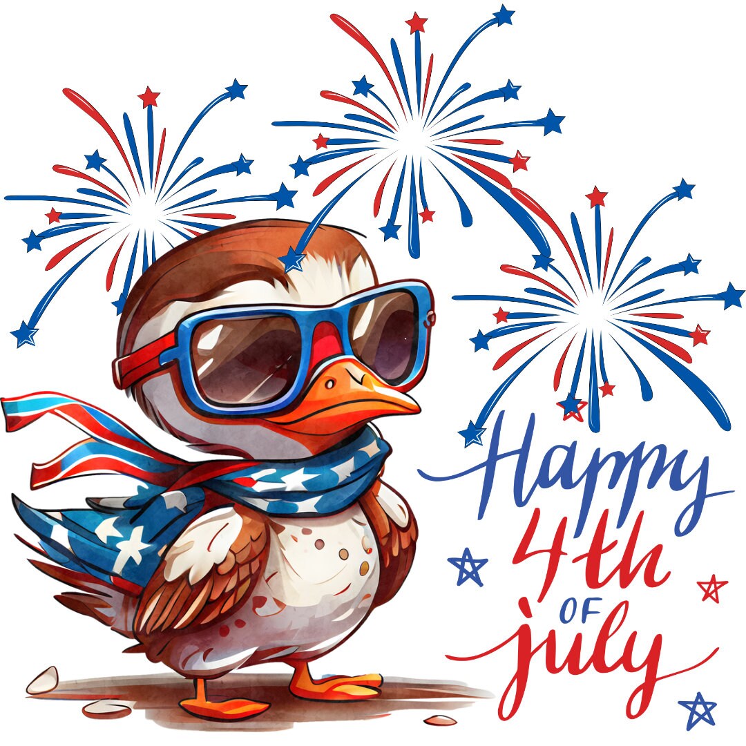 Happy 4th of July Png Download, Retro Patriotic Bird Digital Download ...