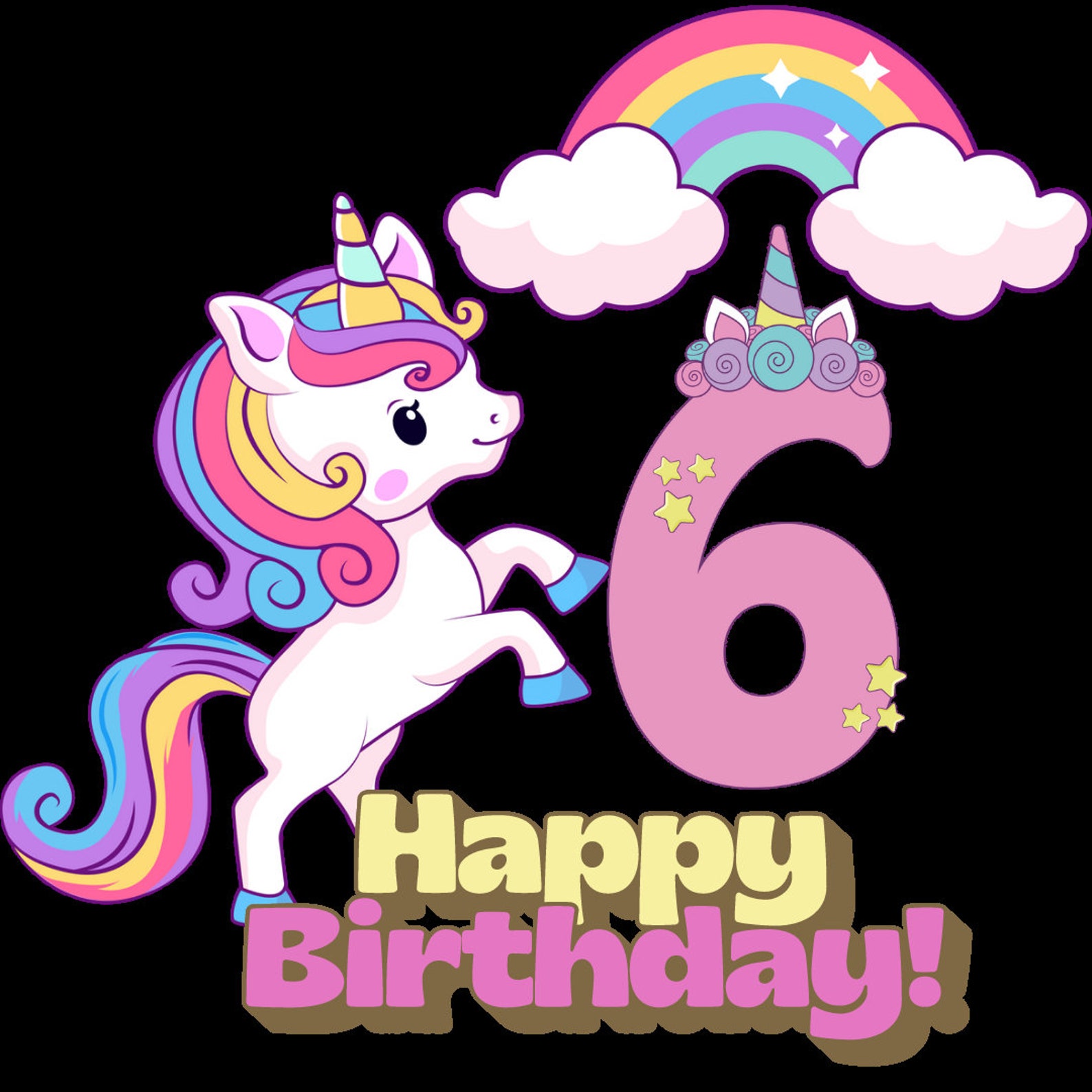 Happy Birthday 6th Birthday Unicorn Png Download, Png Birthday File ...