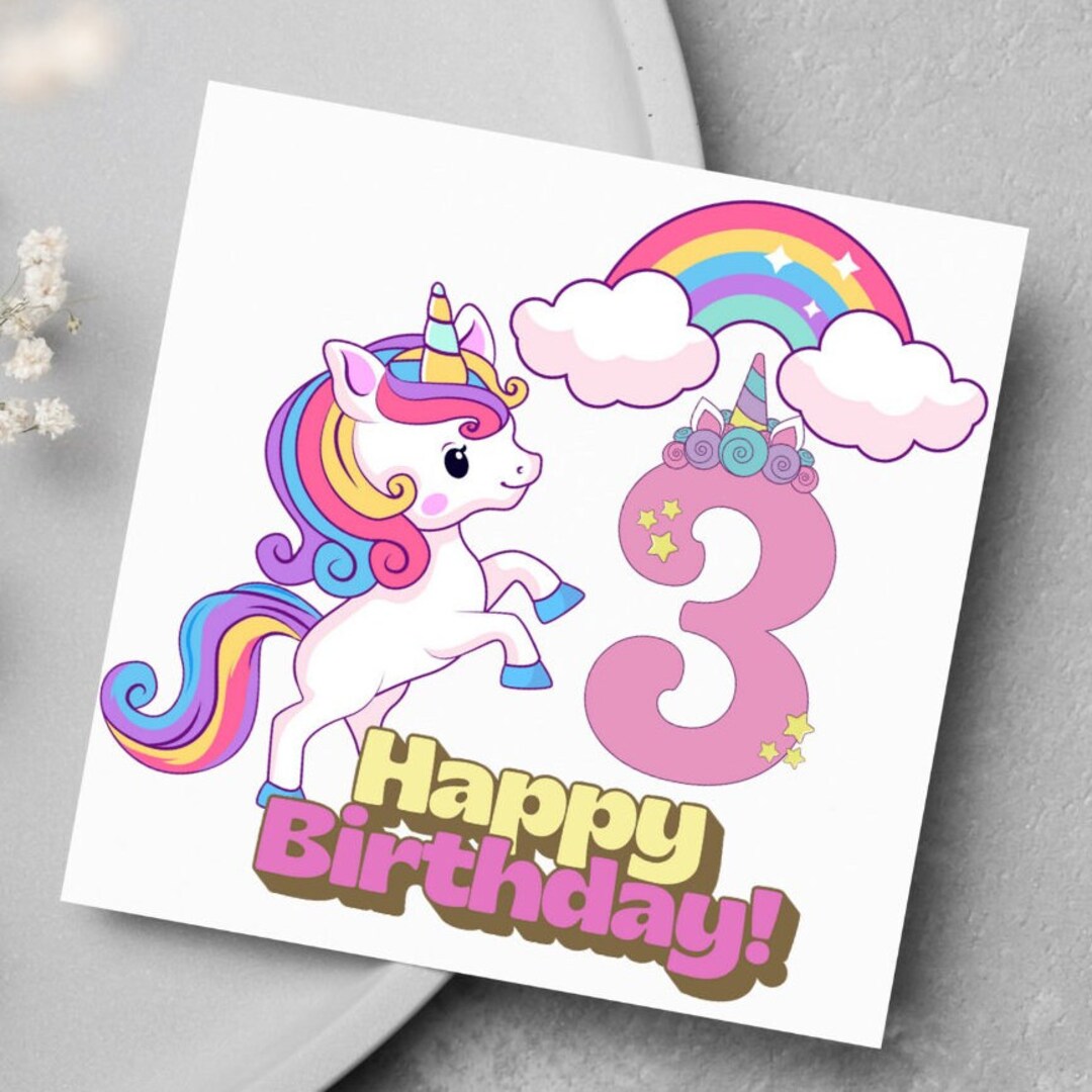 Happy Birthday 3rd Birthday Unicorn Png Download, Png Birthday File ...