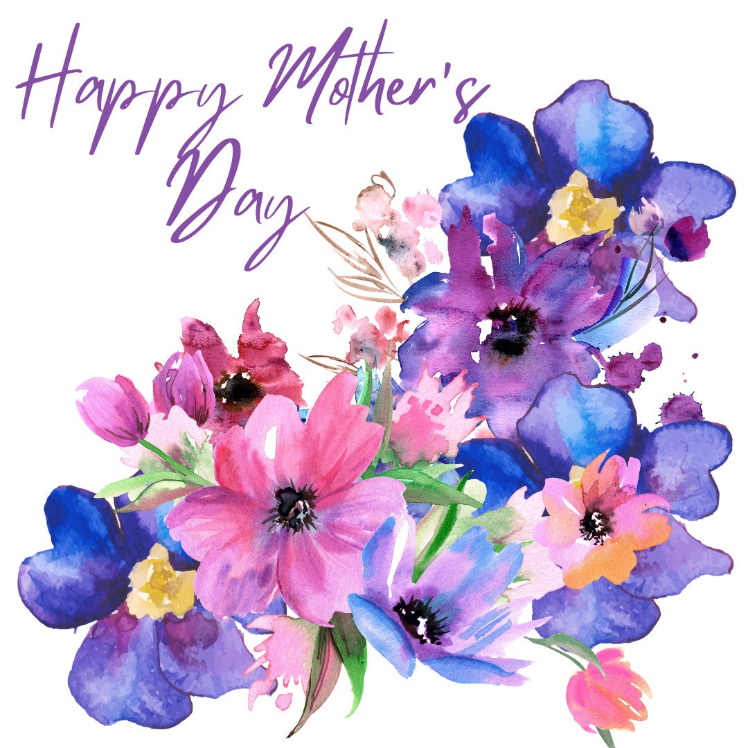 Happy Mother's Day Watercolor Flowers Png Download,, Watercolor Bouquet ...
