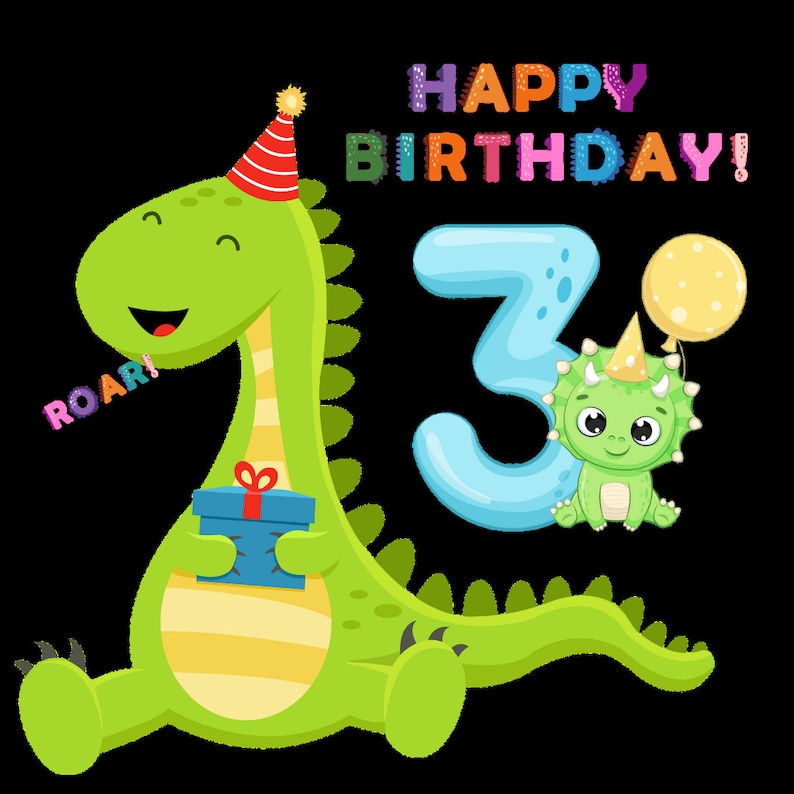 Happy Birthday 3rd Birthday Dinosaur Png Download, Png Birthday File ...