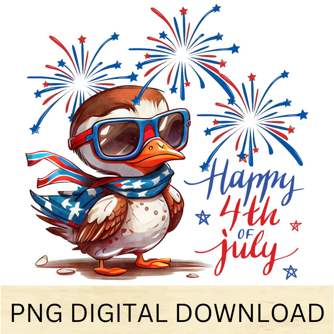 Happy 4th of July Png Download, Retro Patriotic Bird Digital Download ...
