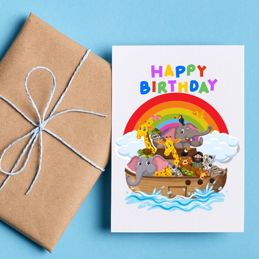 Happy Birthday Noah's Ark, Animals, Rainbow Png Download, Png Birthday ...