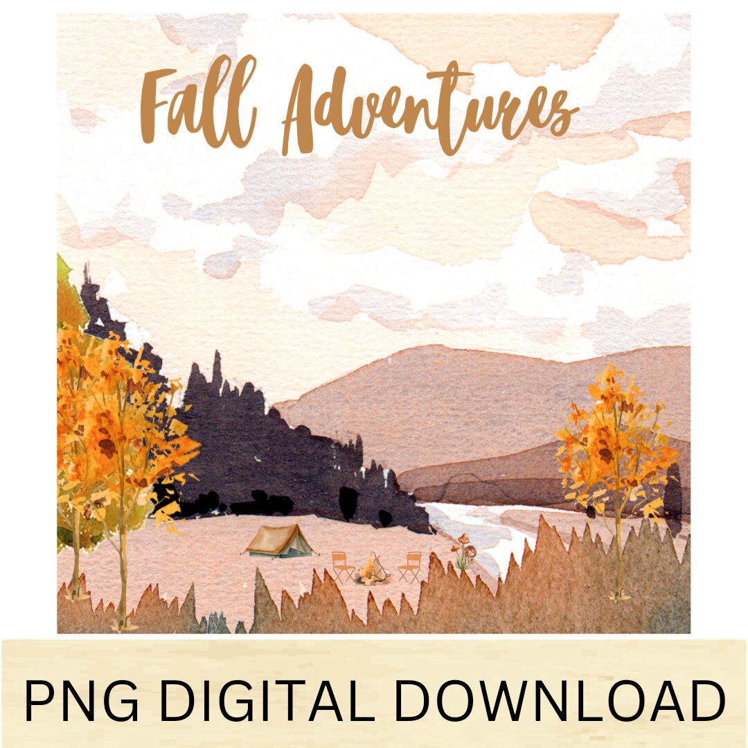 Fall Adventures PNG Camping on the Shore Fall Leaves Png, Fall File Png Digital Download, Autumn ...