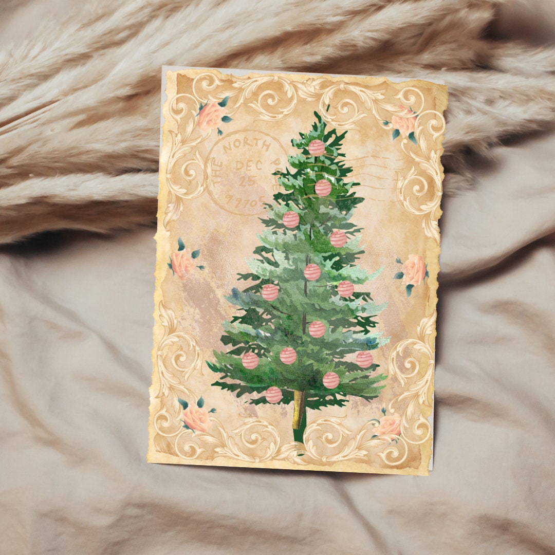 Victorian Christmas, Tree, Pink Roses, Pink Christmas Ornaments,simple ...