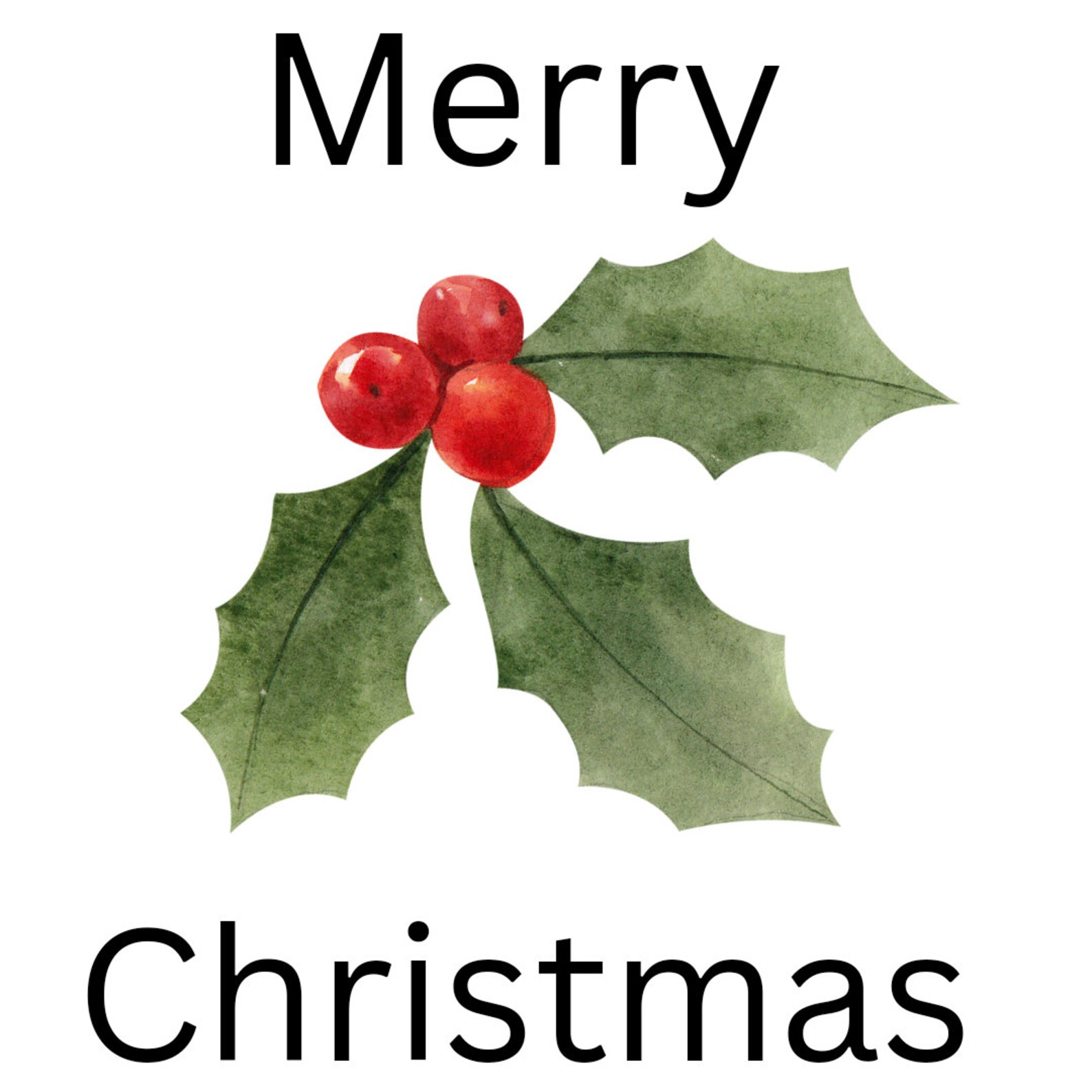 Merry Christmas, Simple Design, Sprig of Holly Stationary, PNG Digital ...