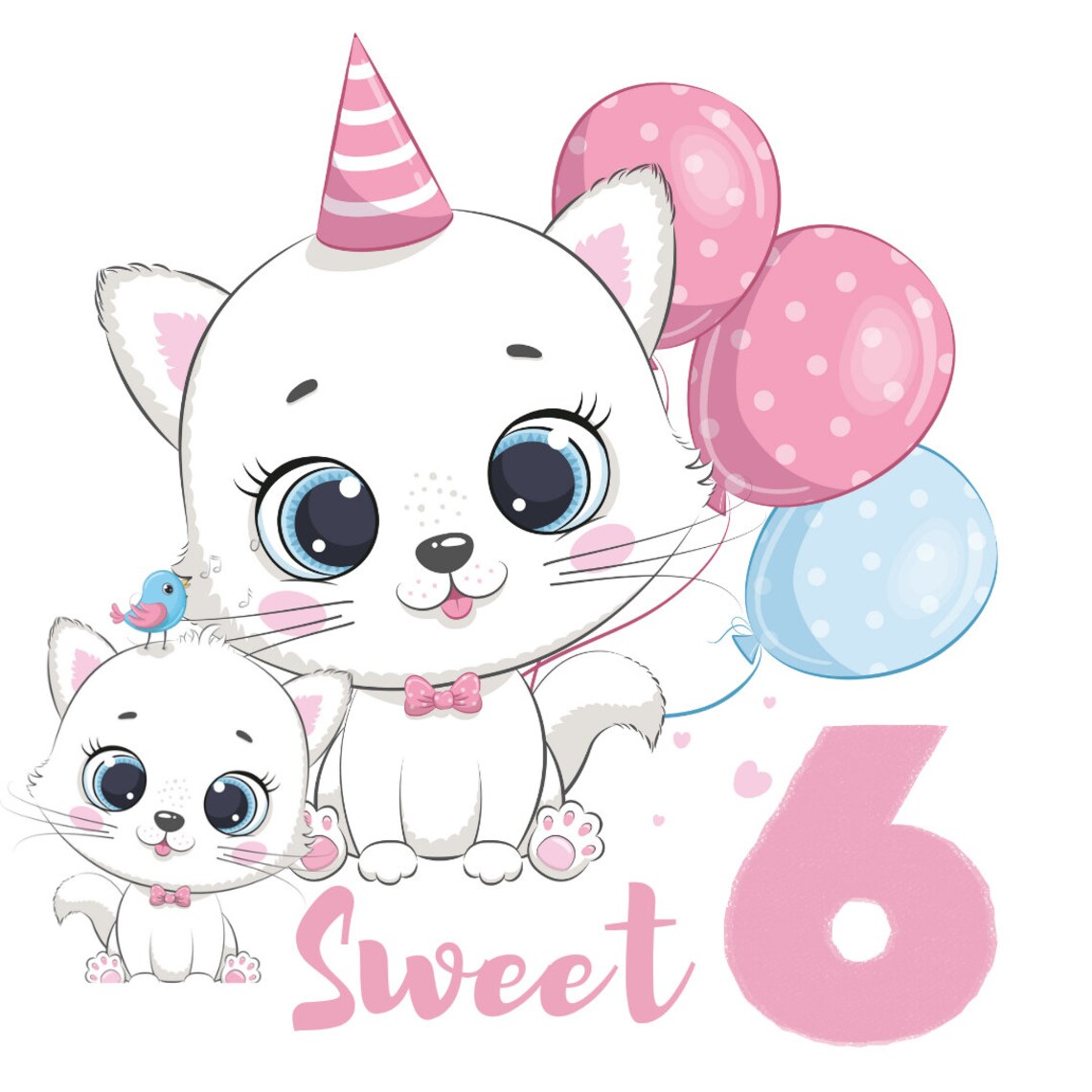 Happy Birthday 6th Birthday, Kitty Png Download, Png Birthday File ...