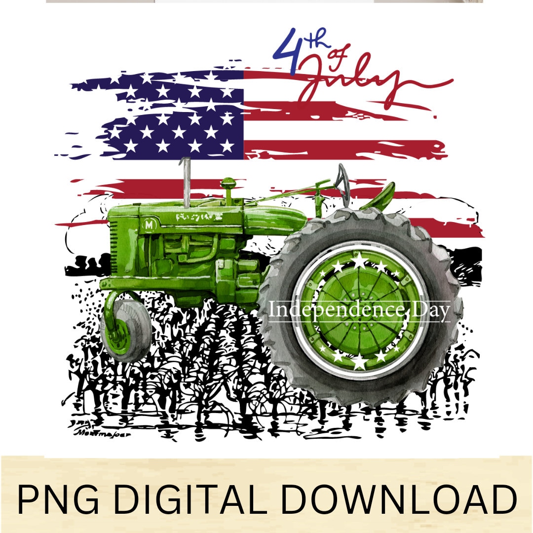 Farm Tractor, Fields, US Flag, Independence Day PNG, JPG Digital ...