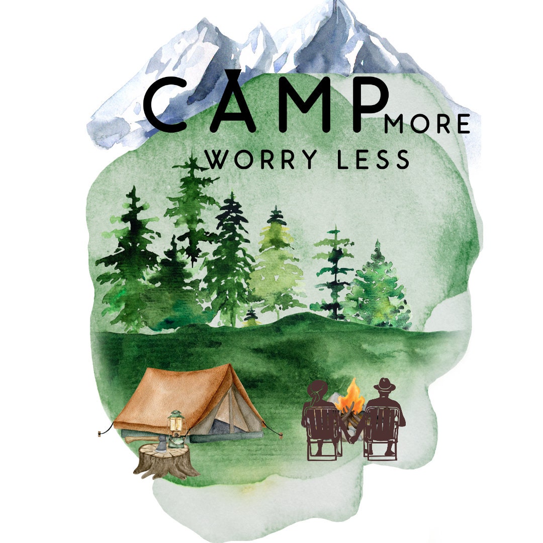 Camp PNG, Camp More Worry Less, Vintage Camping Png Download, Tent ...