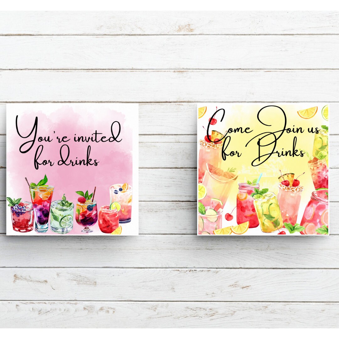 2 Designs, You're Invited Summer Drinks on the Patio Watercolor Png ...