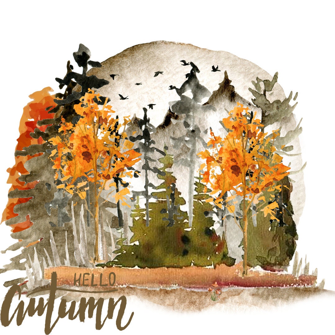 Hello Autumn PNG, Fall Png, Fall Leaves, Trees Png Fall File, Digital ...