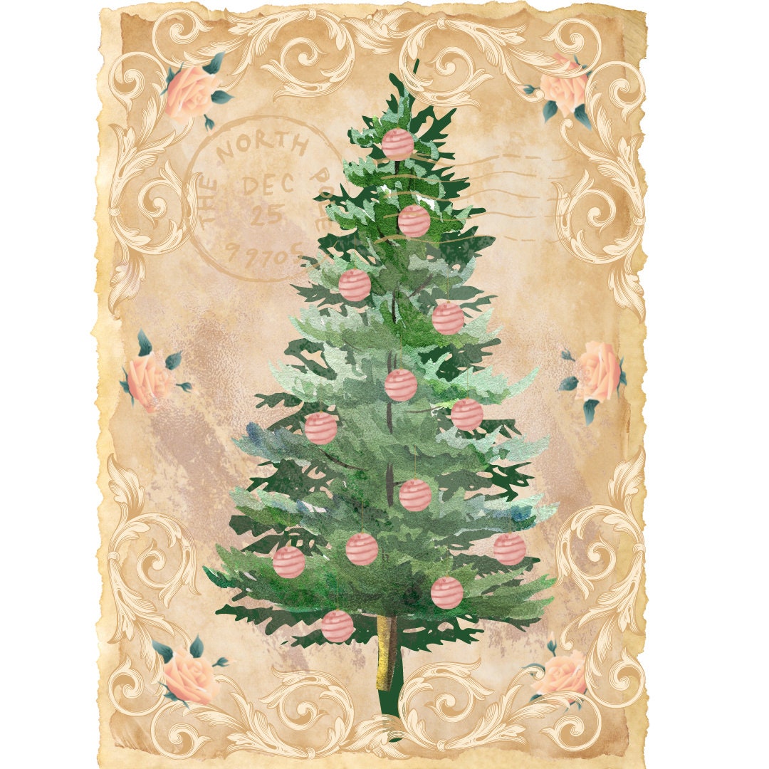 Victorian Christmas Tree Pink Roses Pink Christmas - Etsy