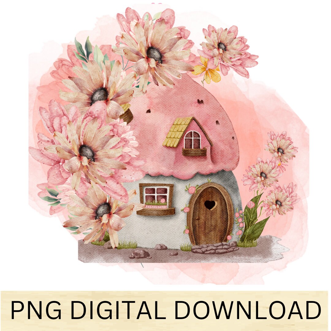 Fairy House Watercolor Flowers Png Download. Watercolor Bouquet Digital ...