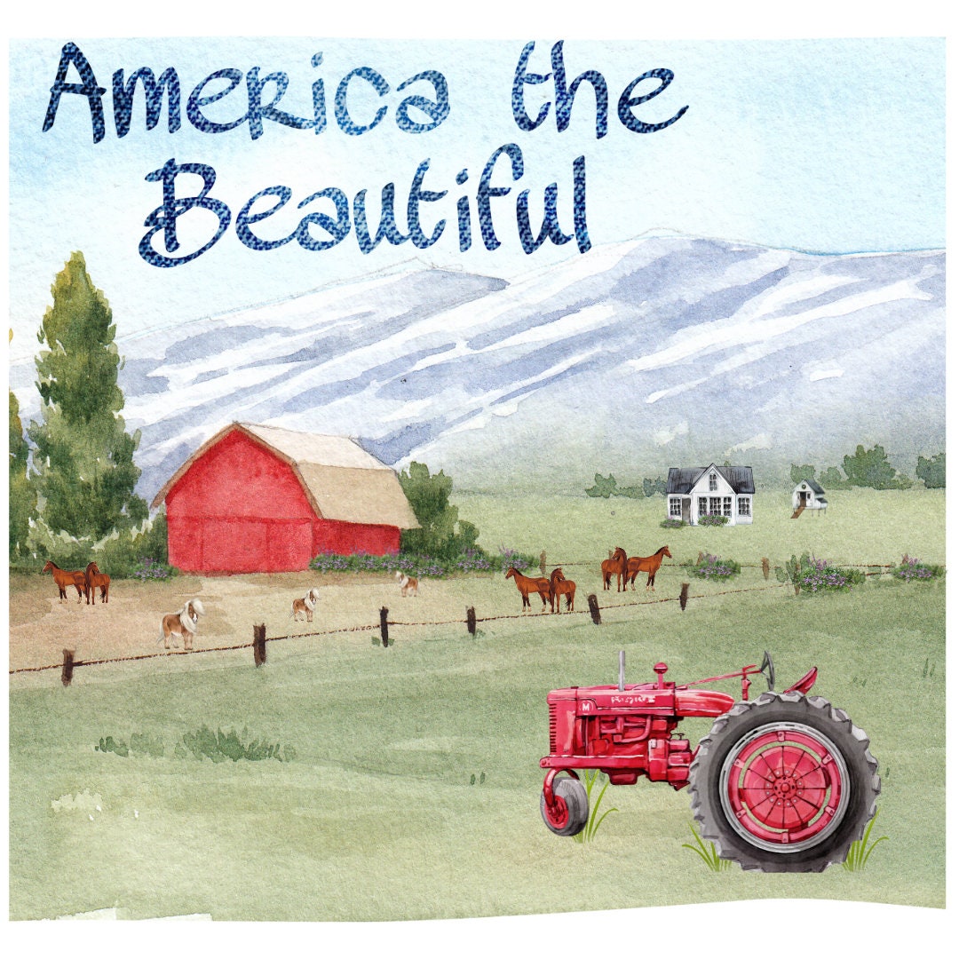 America the Beautiful, Farmstead With Barn PNG, Mountains House, Horses ...