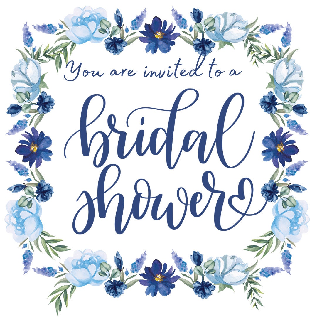 Bridal Shower, Flower Border, Blues Png Digital Download Transparent ...