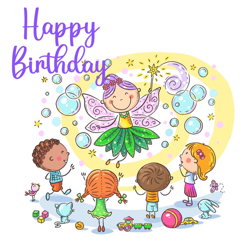 Happy Birthday Fairy With Wand Png Download, Happy Birthday File, Digital Download, Birthday ...