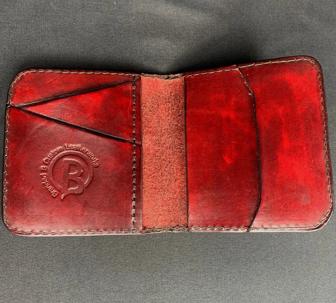 Red Moon Wallet - Handmade Veg-tan Leather - Etsy