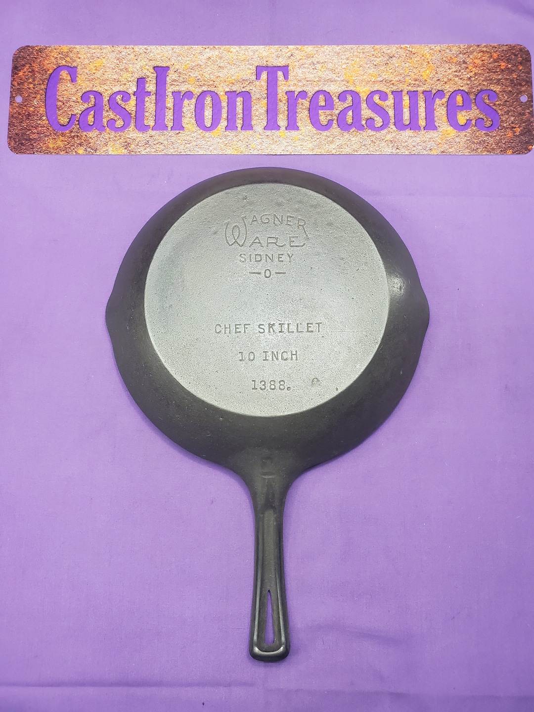 Rare 10 Inch Wagner Cast Iron Chef Skillet With Thumb Handle Clean ...