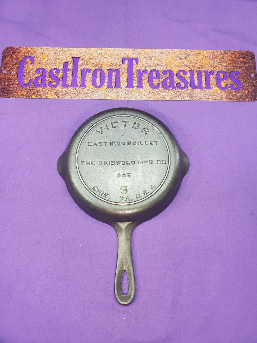 Scarce 5 Victor Cast Iron Skillet With Heat Ring Fully Marked 5 Line ...