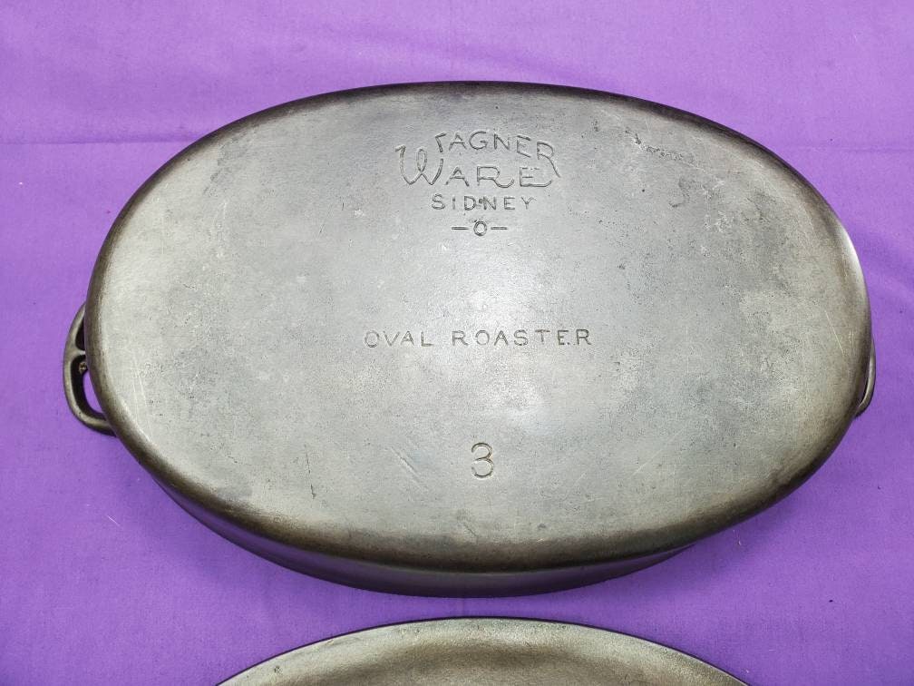 Excellent Wagner 3 Cast Iron Oval Roaster W/ Drip Drop Self - Etsy