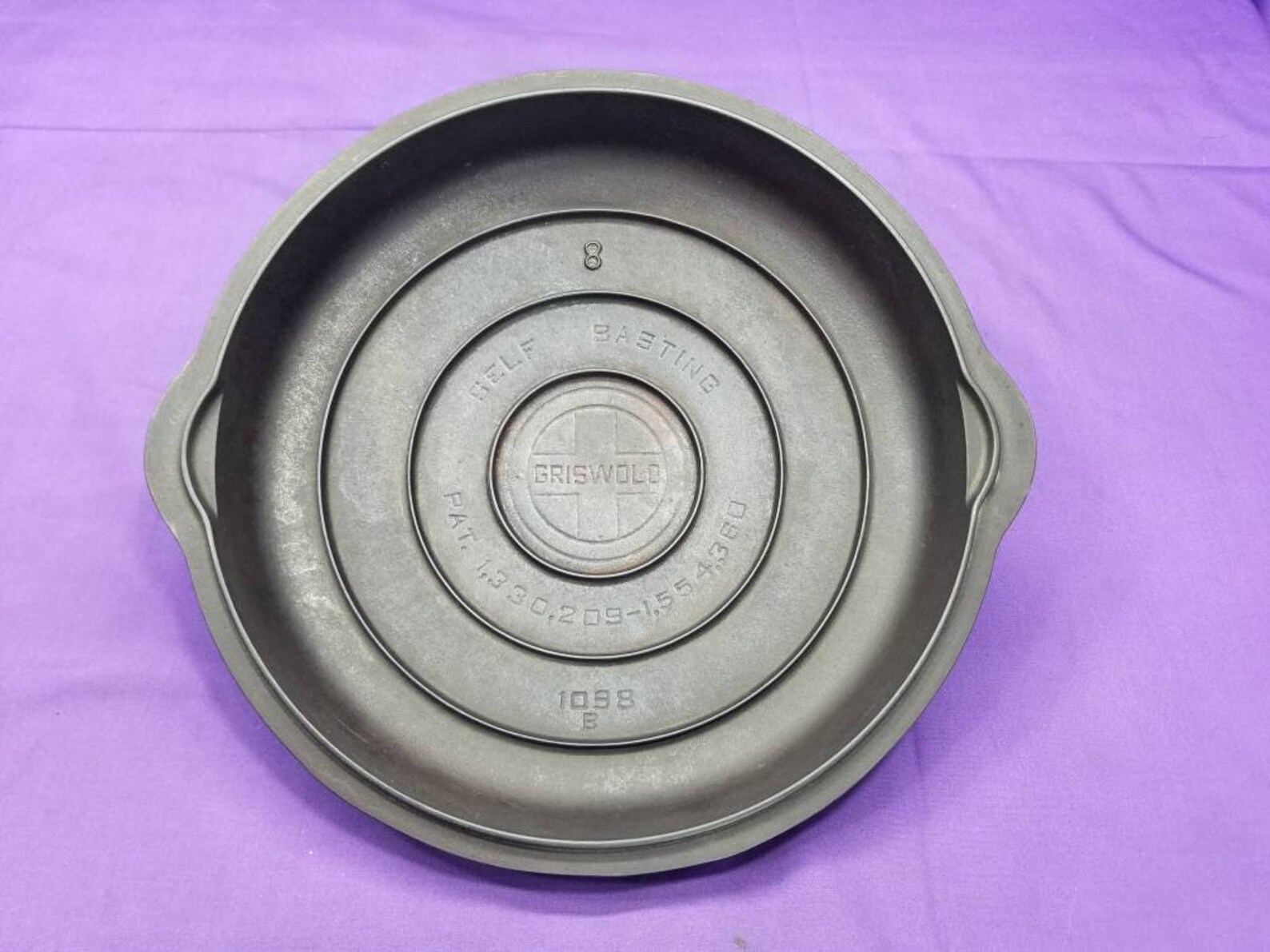 Excellent Griswold #8 Cast Iron Button Logo Skillet Cover High Dome ...
