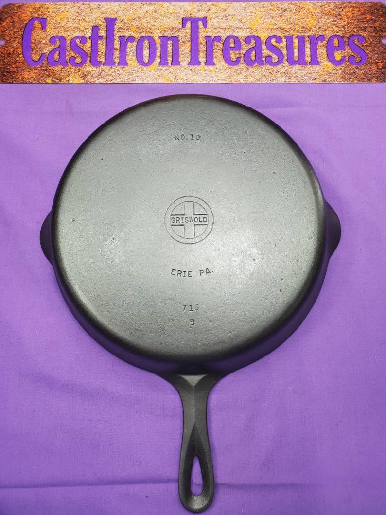 Very Nice 10 Griswold Cast Iron Skillet Smooth Bottom Block - Etsy