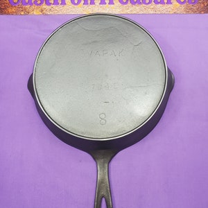 Early Wapak #8 Cast Iron Skillet With Strong Heat Ring Makers Mark ERIE ...