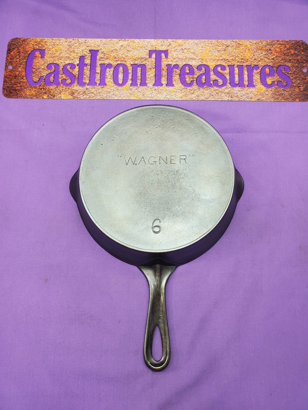 Early wagner 6 Cast Iron Skillet With Heat Ring High Block Center Logo ...